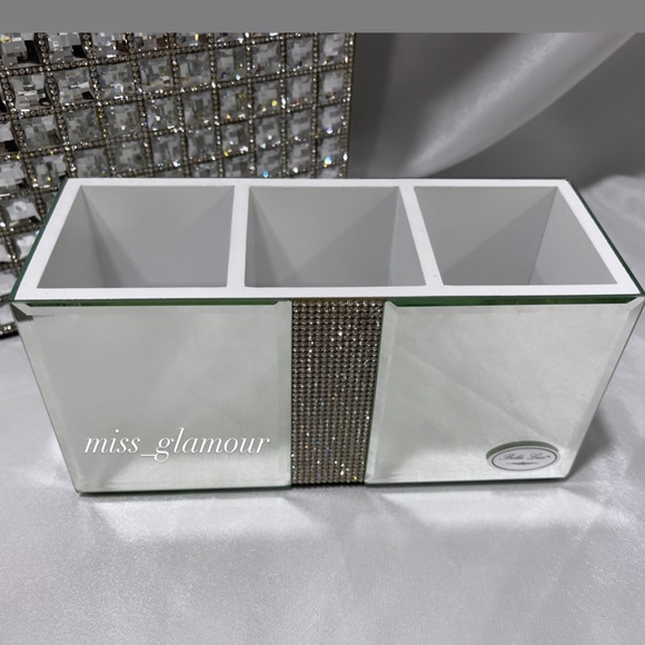 Bella Lux | Bath | Bella Lux Rhinestone Divided Mirrored Holder Vanity ...